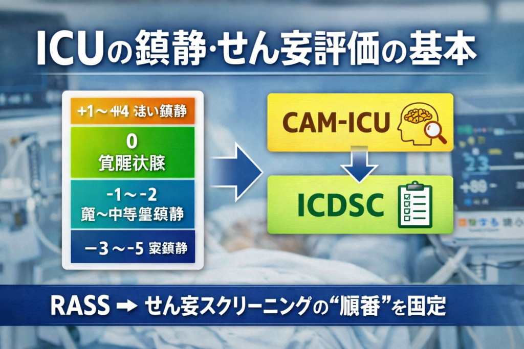 ICU鎮静・せん妄評価の基本｜RASSとCAM-ICU | リハビリくん