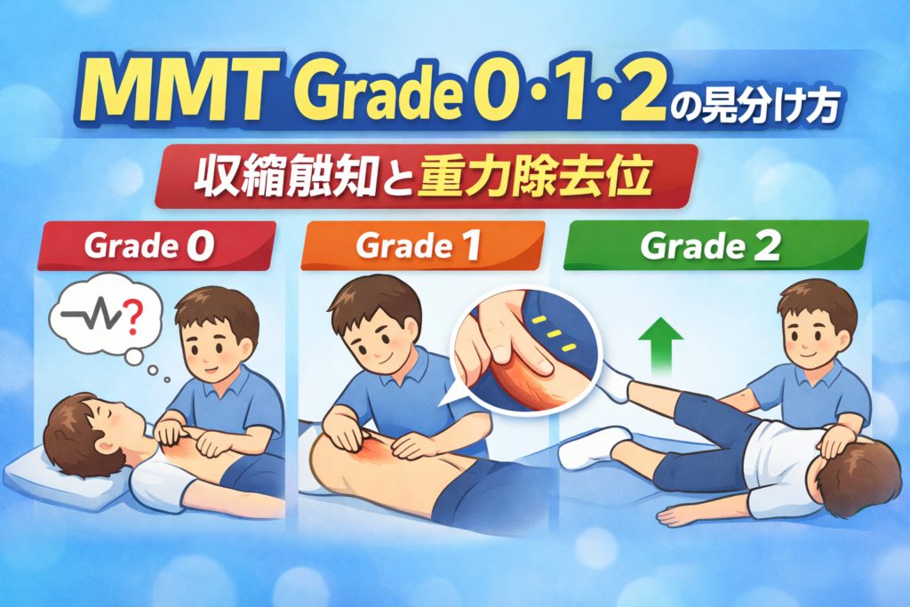 MMT Grade 0・1・2 の見分け方｜収縮触知と重力除去位 | リハビリくん