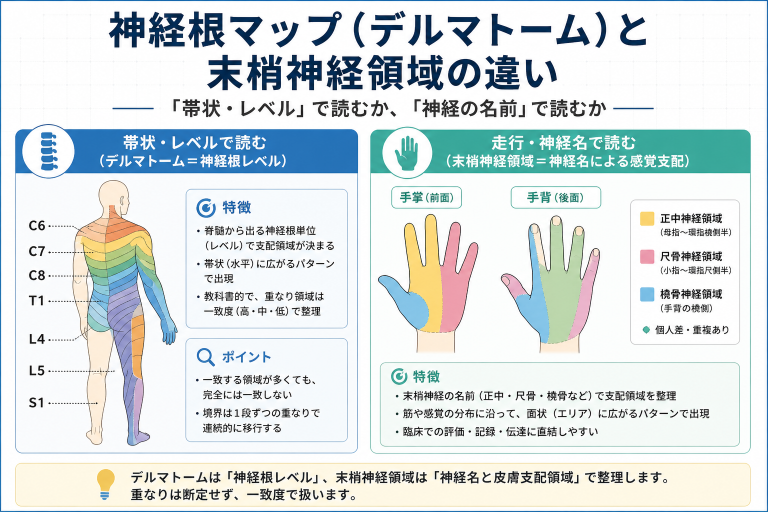 デルマトームと末梢神経領域の違い【図解】 | リハビリくん